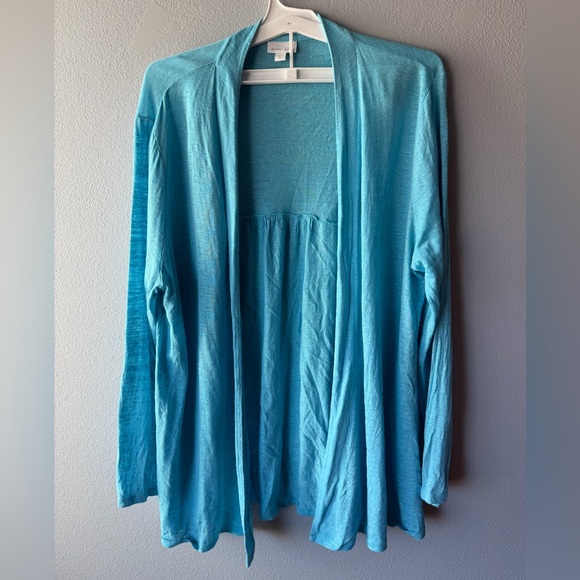 J. Jill | Sweaters | J Jill Love Linen Blue 0 Linen Long Sleeve Open ...